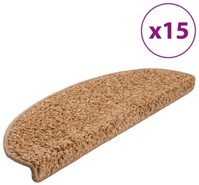 vidaXL Marketos Schodové rohože 15 ks 65 x 21 x 4 cm béžové, půlkulaté, velké