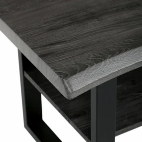 Konferenční stolek 120x60 dekor šedý dub police kovové nohy černý lak CT-F4212 GREY
