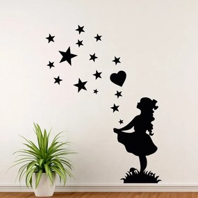 Dívka tanečnice s hvězdami - vinylová samolepka na zeď 168x130cm