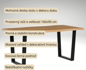 Vikio Jídelní set pro 6 osob 160x90 cm soft dub noha X šedá židle s područkami VJS226-6S