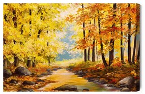 Obraz Skály V Podzimním Lese Nedostatek Nedostatek Přírodní plátno 30x20