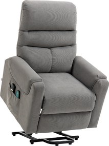 Televizní křeslo HOMCOM s masážní funkcí a stojánkem, elektricky nastavitelné s vyhříváním a funkcí polohování, tmavě šedé, 79 x 97 x 103 cm |