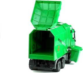 LEAN Toys Velké zelené popelářské auto s otevíracím a připínacím košem