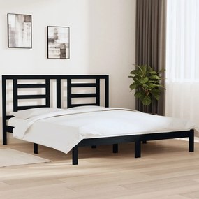 Rám postele černý masivní borovice 180 x 200 cm Super King,  3104367