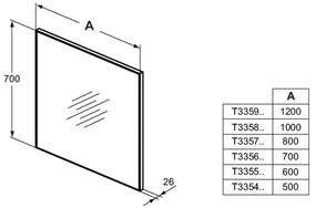 Ideal Standard Mirror & Light - Zrcadlo s rámem 800 mm, T3357BH