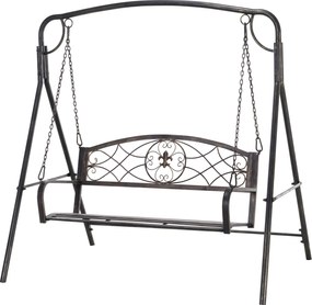 Zahradní houpačka Outsunny pro 2 osoby, kovová houpačka Hollywood v bronzové barvě, 167 x 123 x 175 cm, ideální pro zahradu a terasu | Aosom.de