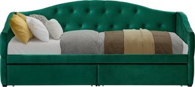 Postel s úložným prostorem, 90x200, zelená Velvet látka, ZASKA