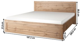 Manželská postel, 180x200, dub wotan, MORATIZ