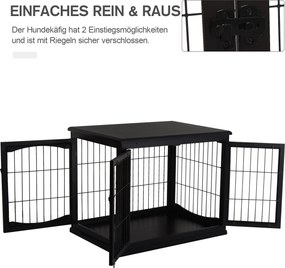 PawHut bouda pro psy, klec pro malá zvířata, MDF kov, černá, 81x58,5x66 cm| Aosom
