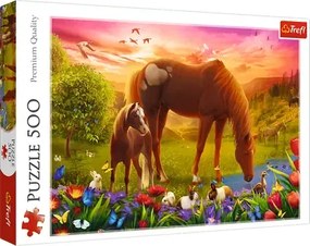 Trefl - Puzzle - Koně na louce / 500 dílků / 48 x 34 cm / věk 10+