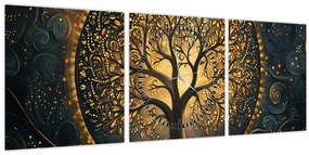 Obraz - Strom se zlatou aurou (s hodinami) (90x30 cm)