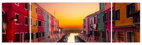 Obraz - Západ slunce, ostrov Burano, Benátky, Itálie (170x50 cm)