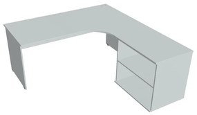 Sestava stolu a skříně levá 180 cm - Hobis Gate GE 1800 60 H L Dekor stolové desky: šedá, Dekor lamino podnože: šedá