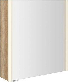 Sapho Alix - Zrcadlová skříňka s LED osvětlením 66x70x18 cm, 2x dvířka, P/L, dub alabama AX166-0022