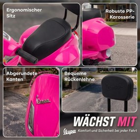 AIYAPLAY Elektro motorka pro děti Mini Vespa GTS 6V s lithiovou baterií, ergonomické sedadlo, opěrka zad, 1,5-3 roky 370-484V90PK