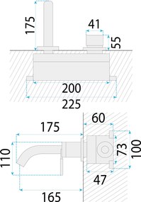 Rea Argon, umyvadlová baterie pod omítku + montážní systém BOX, broušená ocel, REA-B3912