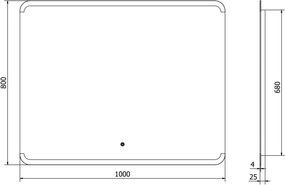 Mexen Nida osvětlené koupelnové zrcadlo 100 x 80 cm, LED 6000K, protimlžící - 9806-100-080-611-00