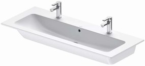 Duravit ME by Starck - Nábytkové dvojumyvadlo 123x49 cm, 2 otvory pro baterie, s WonderGliss, matná bílá 23611232241