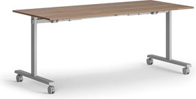 Mobilní stůl MATCH, 180x80 cm, šedá podnož, ořech