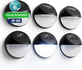 Monzana Sada nástěnných LED solárních světel 6 ks – Ø11 cm, bílé