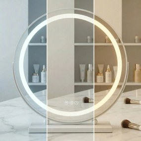 Rea Kosmetické zrcadlo ⌀50 cm s regulovatelným LED osvětlením HOM-12021 bílé