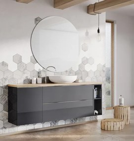 Elita Look, skříňka pro umyvadlo na pultovou desku 60x45x28 cm 1S PDW, antracitová lesklá, ELT-167088