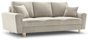 Béžová sametová rozkládací/s úložným prostorem pohovka 235 cm Kyoto – Cosmopolitan Design