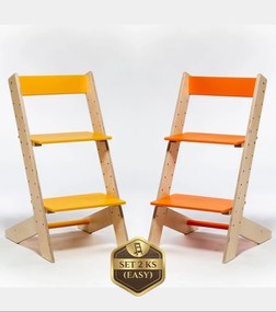 Lucas Wood Style - rostoucí židle EASY LINE zvýhodněný set 2 ks -  žlutá + oranžová