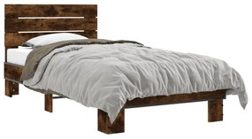 Rám postele kouřový dub 75 x 190 cm kompozitní dřevo a kov