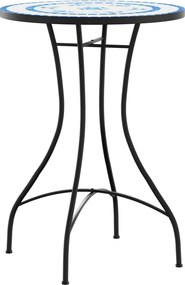 Mozaikový bistro set modrý a bílý železo a keramika 3216353