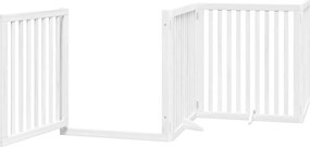 Zábrana pro psy s dvířky skládací 6 panelů bílá 480 cm topol 3155677