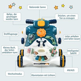Costway 3 v 1 Dětské chodítko se světly a hudbou, dětské chodítko, hrací deska