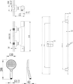 kielle EcoSpare sprchový set 130 mm matná černá / Sprchový set / Termo