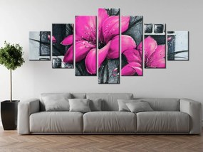 Gario Ručně malovaný obraz Nádherné růžové Vlčí máky - 7 dílný Rozměry: 210 x 100 cm