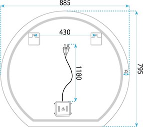 Rea Zrcadlo ⌀90 cm s vyhříváním a regulovatelným LED osvětlením HOM-00911