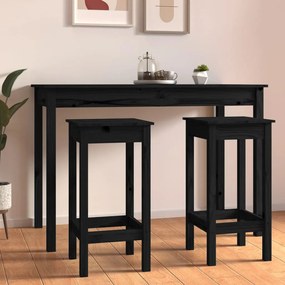 Barové židle 2 ks černé 40 x 40 x 78 cm masivní borové dřevo - Default Title