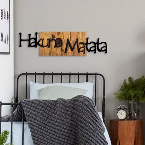 Nástěnná dřevěná dekorace HAKUNA MATATA hnědá/černá