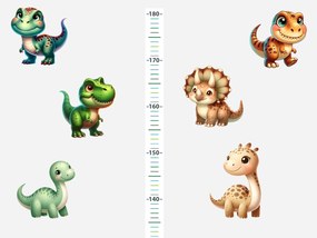 Dětský metr dinosauříci textilní přelepitelné samolepky na zeď výška 160 cm