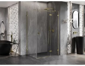 Mexen Lunar T, sklopný sprchový kout pravý 115 x 70 cm, 8mm čiré sklo, zlatý profil, 834T-115-070-50-00-P