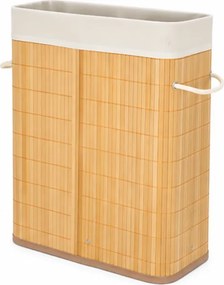 koš na prádlo, 40 l, bambus/látka, 50x40x20 cm, přírodní/krémová, Dekorino KP20260001