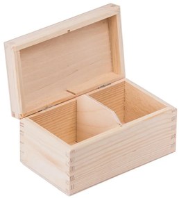FK Dřevěná krabička na čaj s přihrádkami - 16x10x8 cm, Přírodní