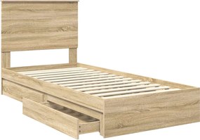 Postel s úložným prostorem se zásuvkou Sonoma dub 90 x 200 cm 3409596