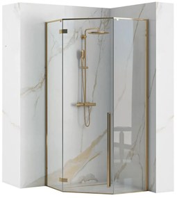 Rea - DIAMOND GOLD pětiúhelníkový sprchový kout 90 x 90 cm, zlatý, čiré sklo, REA-K4904