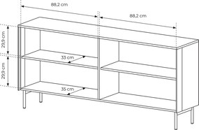 LUMI d | komoda 181 4D + LED | 181 cm | dub dunin/černá