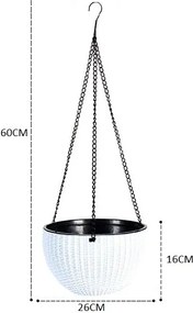 Flamenco Mystique Velký krémový závěsný květináč Rattan Design 26 cm ROS10K