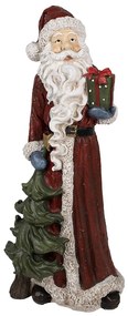 Vánoční dekorace socha Santa se stromkem a dárkem - 45*33*104 cm