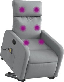 Zvedací masážní polohovací křeslo světle šedé textil 3206708