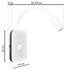 Nástěnné LED svítidlo Base1, 1x LED 8+2w, 4000k, w, vypínač