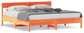 Rám postele s čelem voskově hnědý 200x200 cm masivní borovice