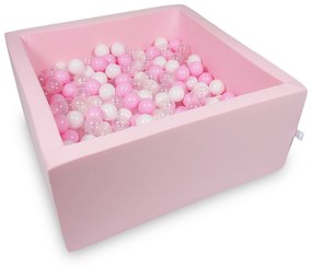 Mimii Suchý bazének + 200 ks kuliček hranatý, pudrová růžová 90x90x40 cm